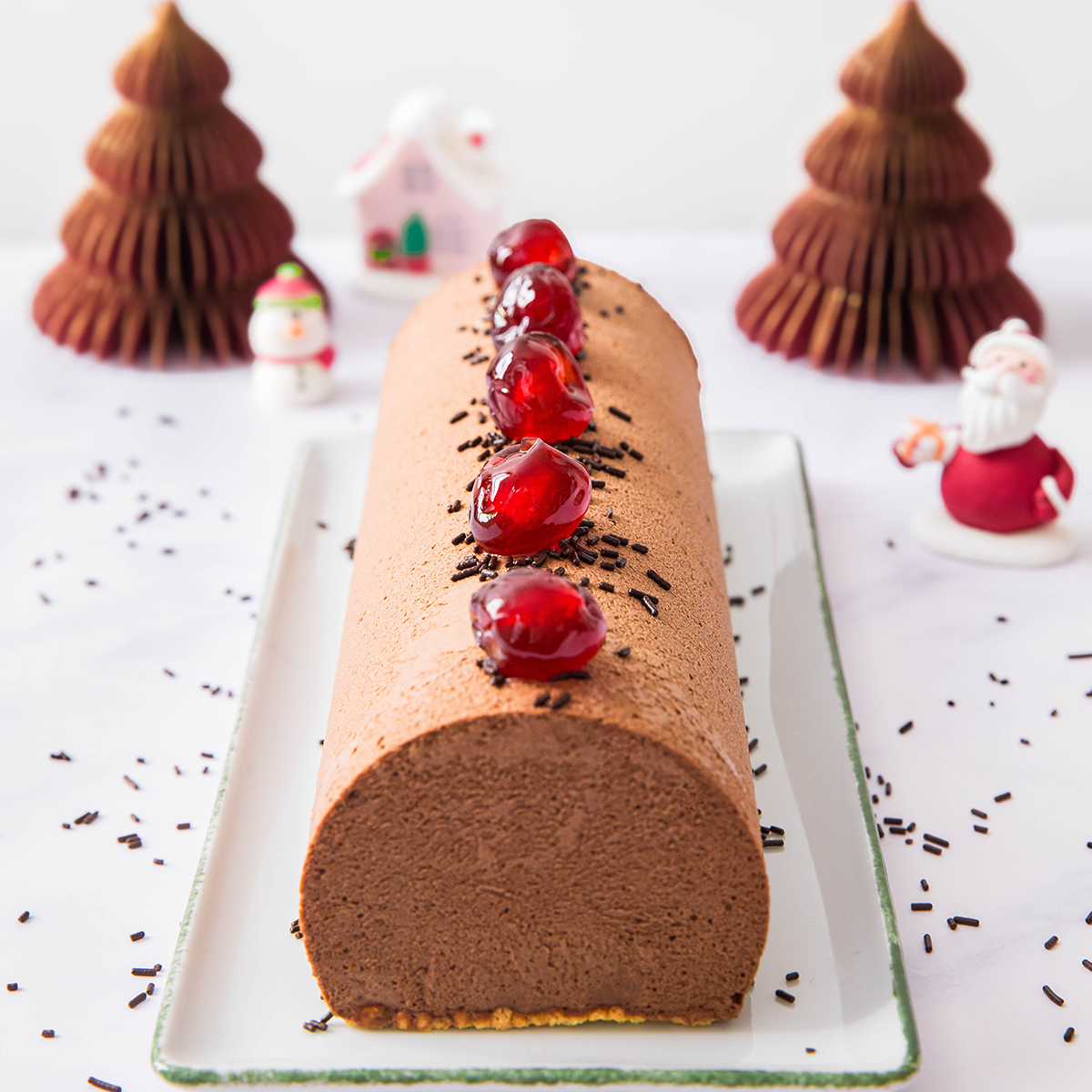 Bûche de Noël mousse au chocolat facile - Régilait