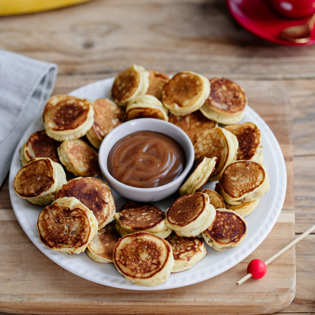 Mini-pancakes banane et caramel au beurre salé - Régilait