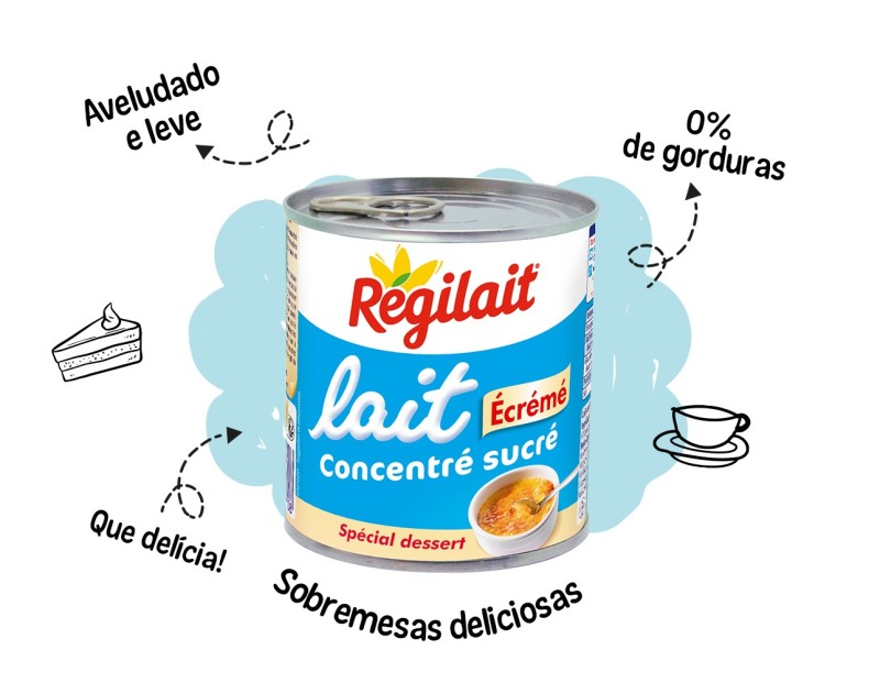 Leite condensado açucarado magro da Régilait. Especial para sobremesa