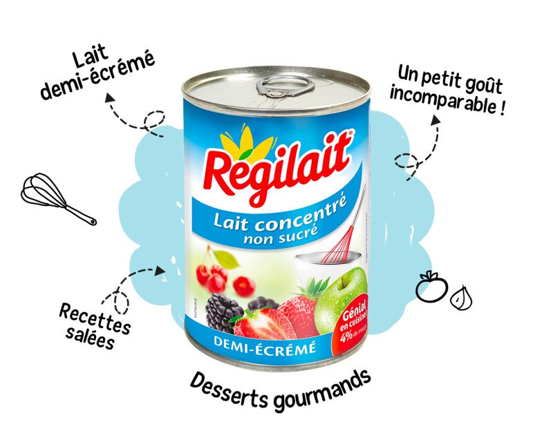 Lait concentré demi-écrémé non sucré - Régilait