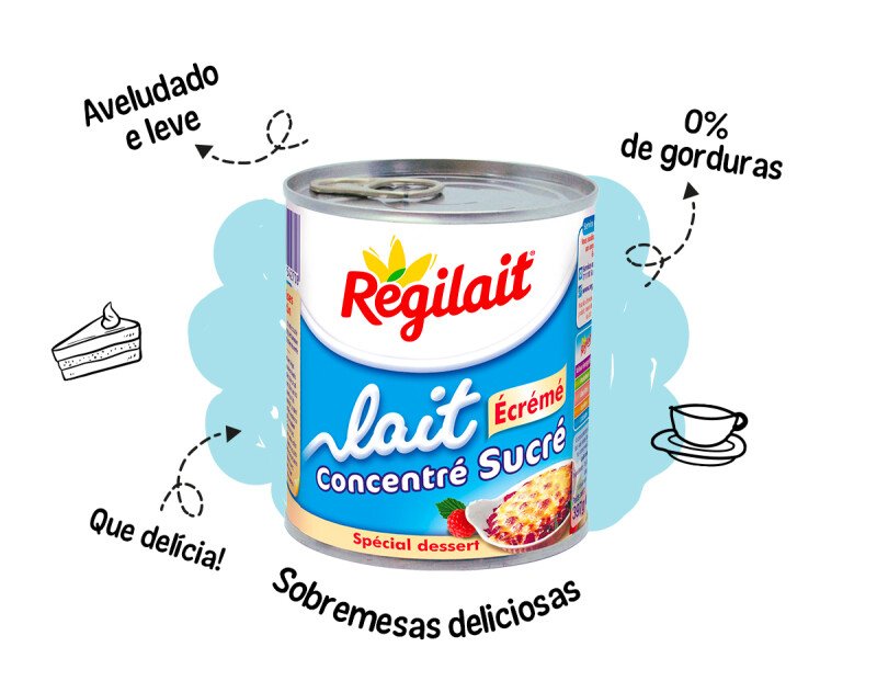 Leite condensado açucarado magro da Régilait. Especial para sobremesa